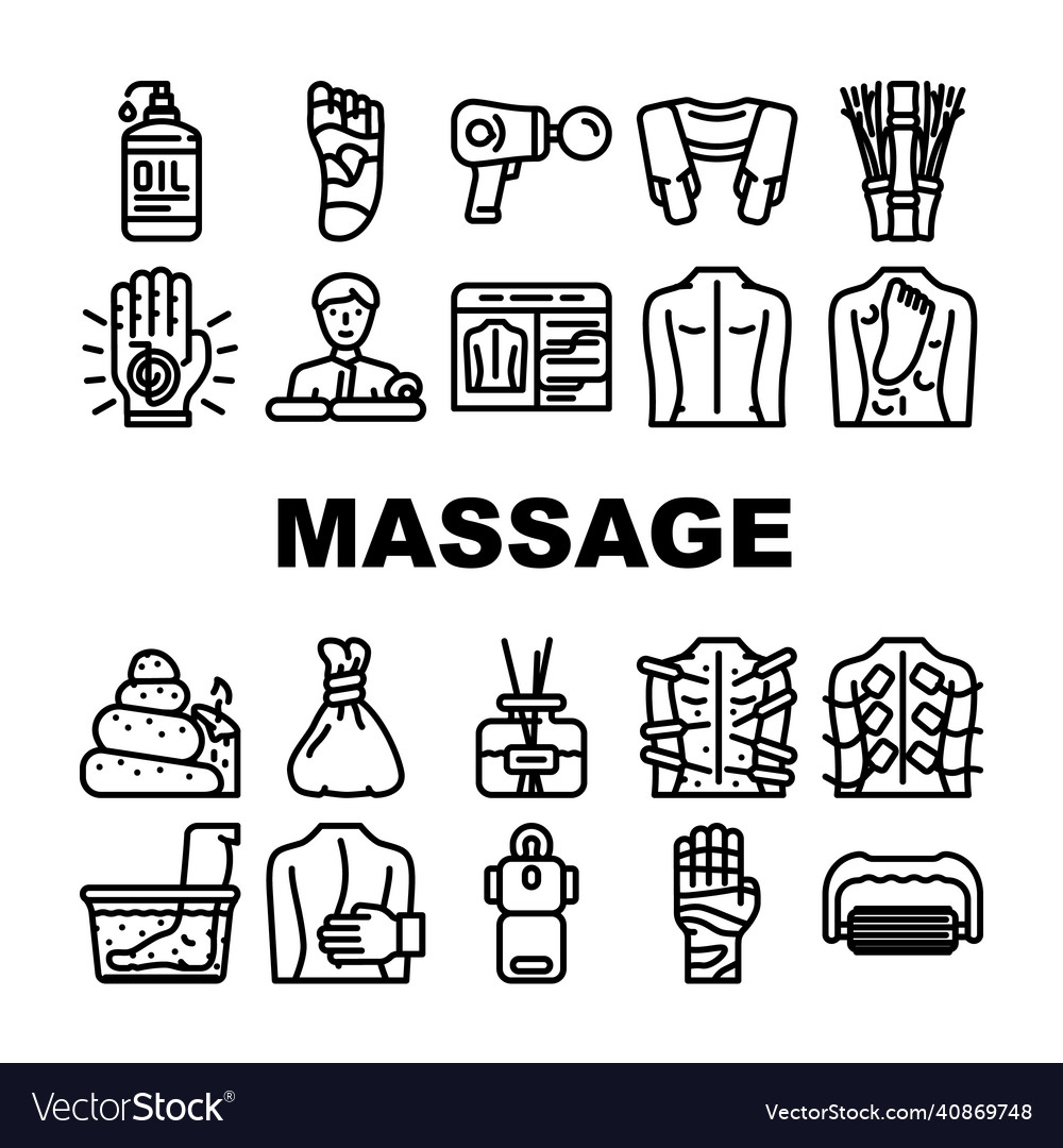 Massage Accessories And Treatment Icons Set Vector Image
