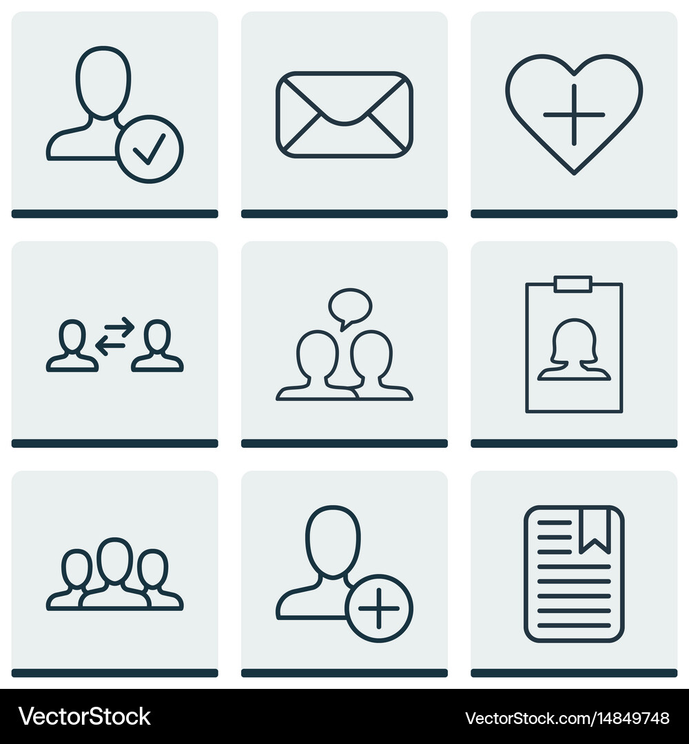 Set of 9 social icons includes message note page Vector Image
