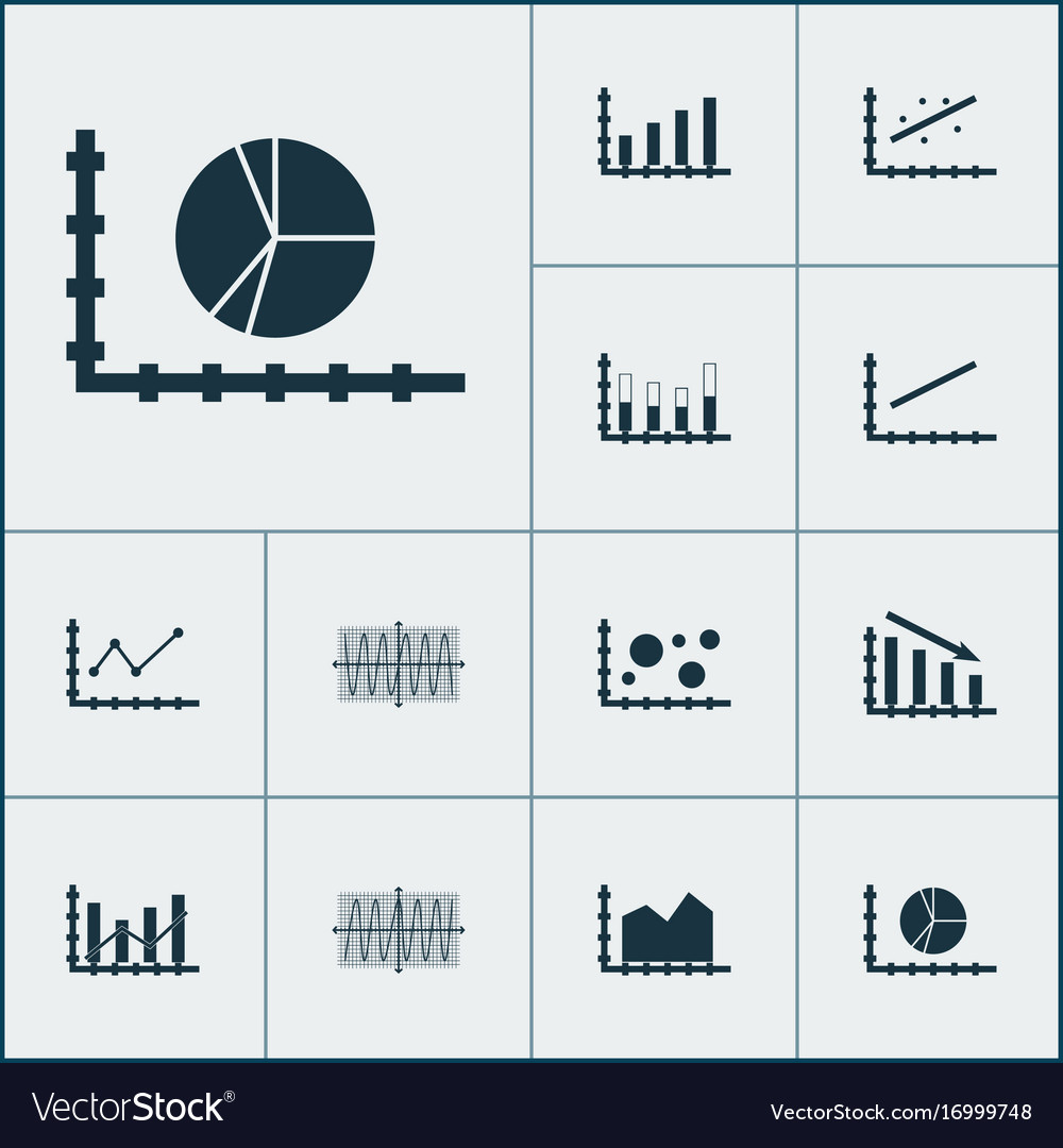 Set of graphs diagrams and statistics icons Vector Image