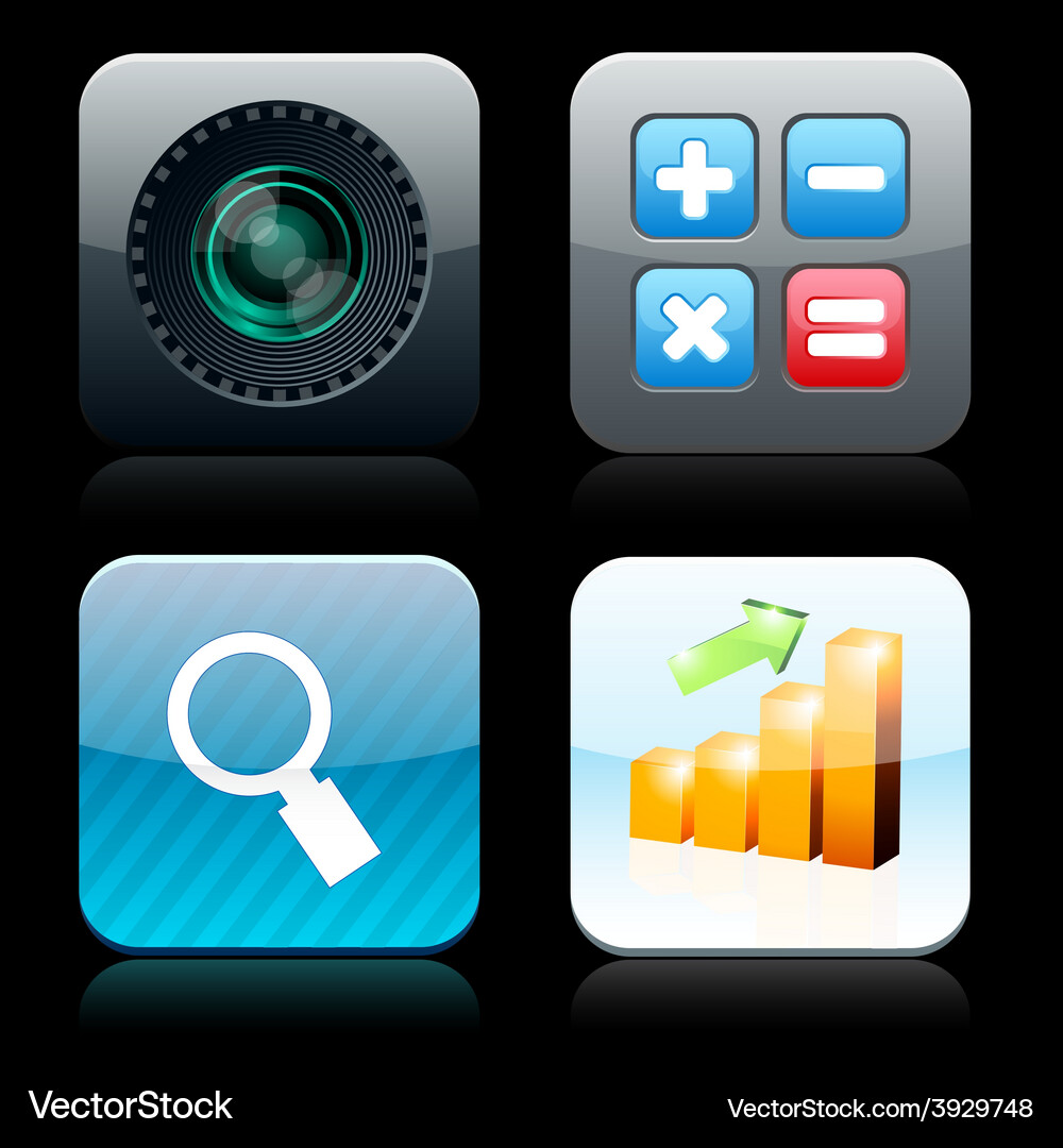 Square high-detailed app icons Royalty Free Vector Image