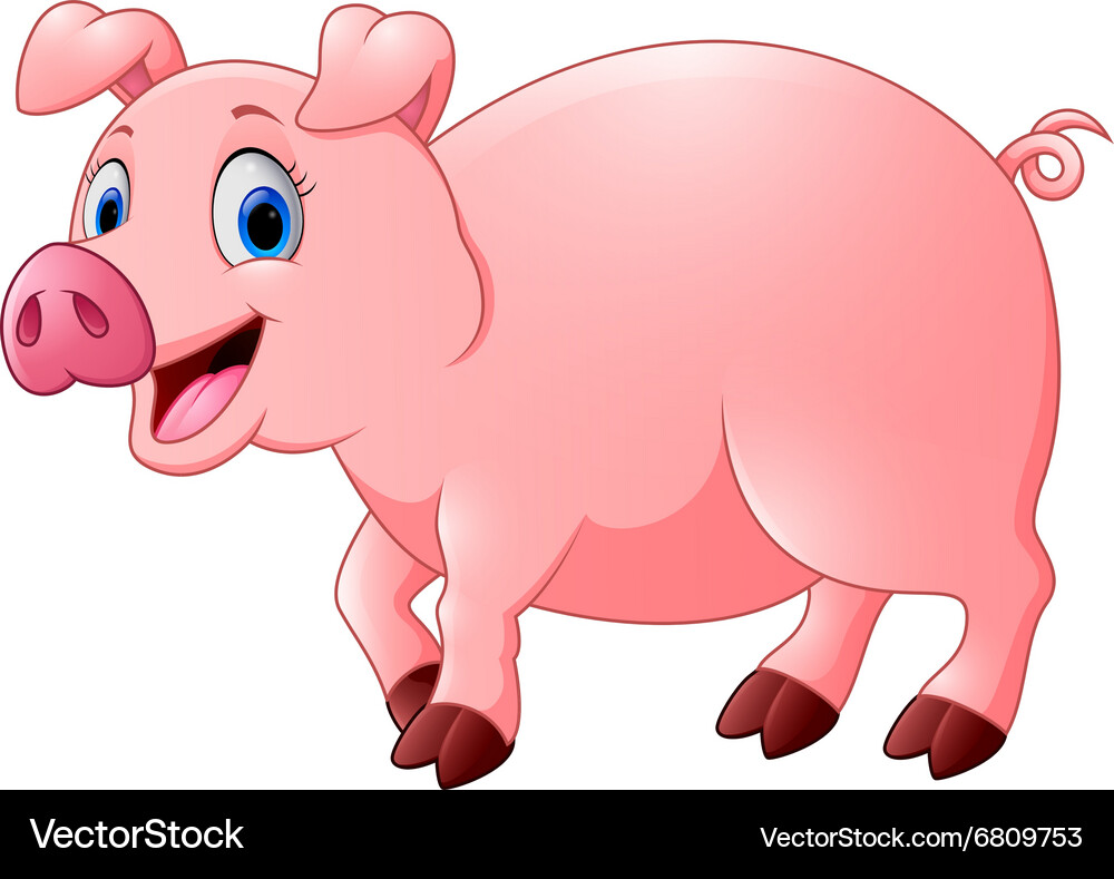 Cartoon happy pig Royalty Free Vector Image - VectorStock