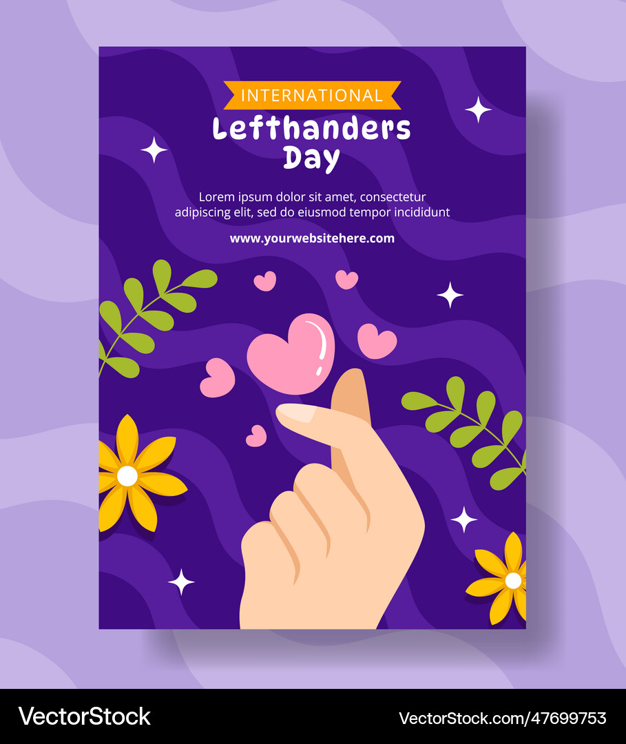 Happy left handers day vertical poster flat Vector Image