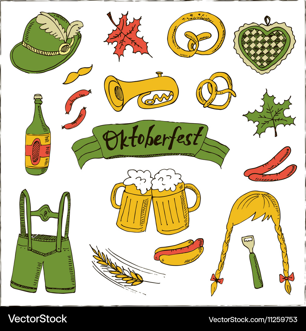 October fest set vintage Royalty Free Vector Image