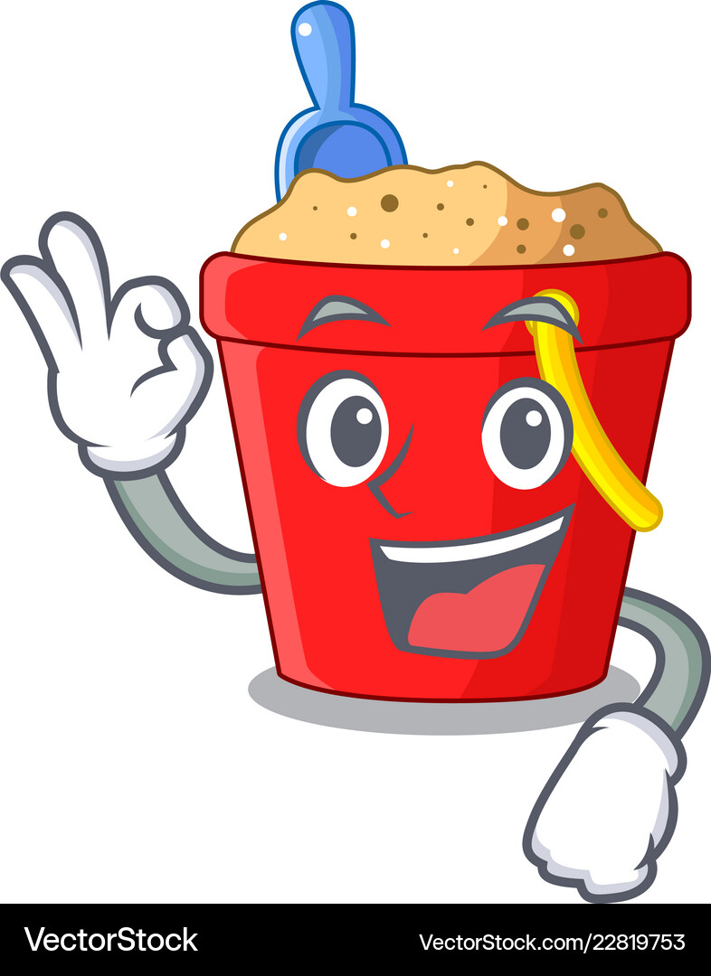 Okay beach bucket shape the fun character Vector Image