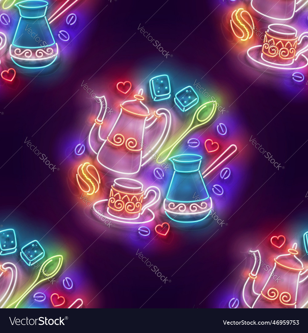 Seamless pattern with glow different types Vector Image