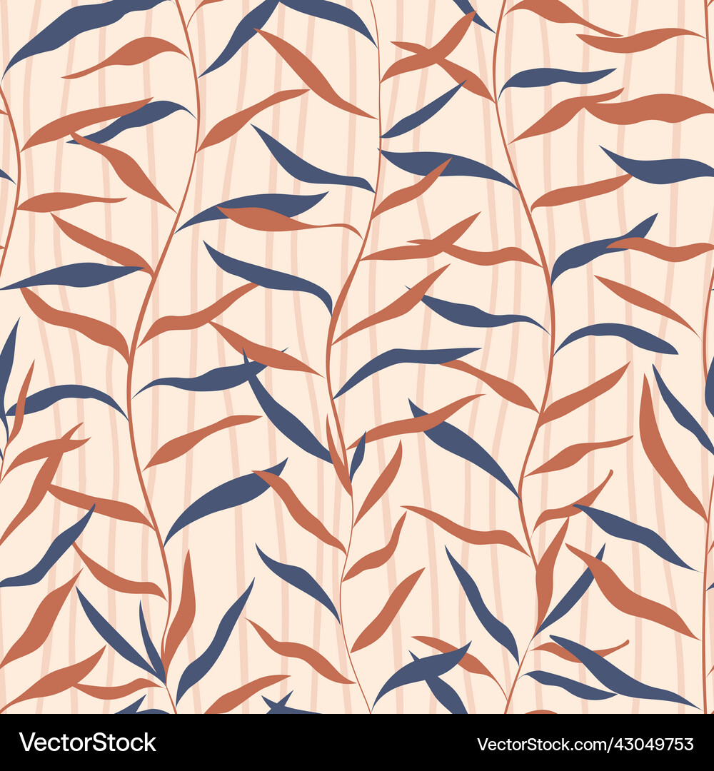 Seamless pattern with long curved twigs on beige Vector Image