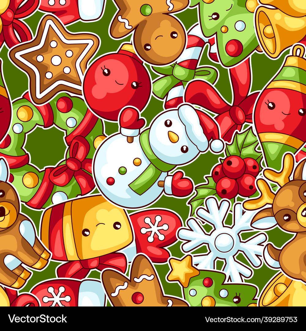 Sweet merry christmas seamless pattern cute Vector Image