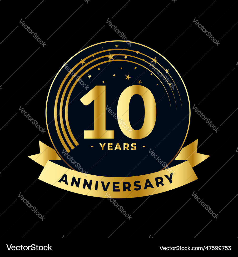 Ten Years Anniversary Celebration Royalty Free Vector Image