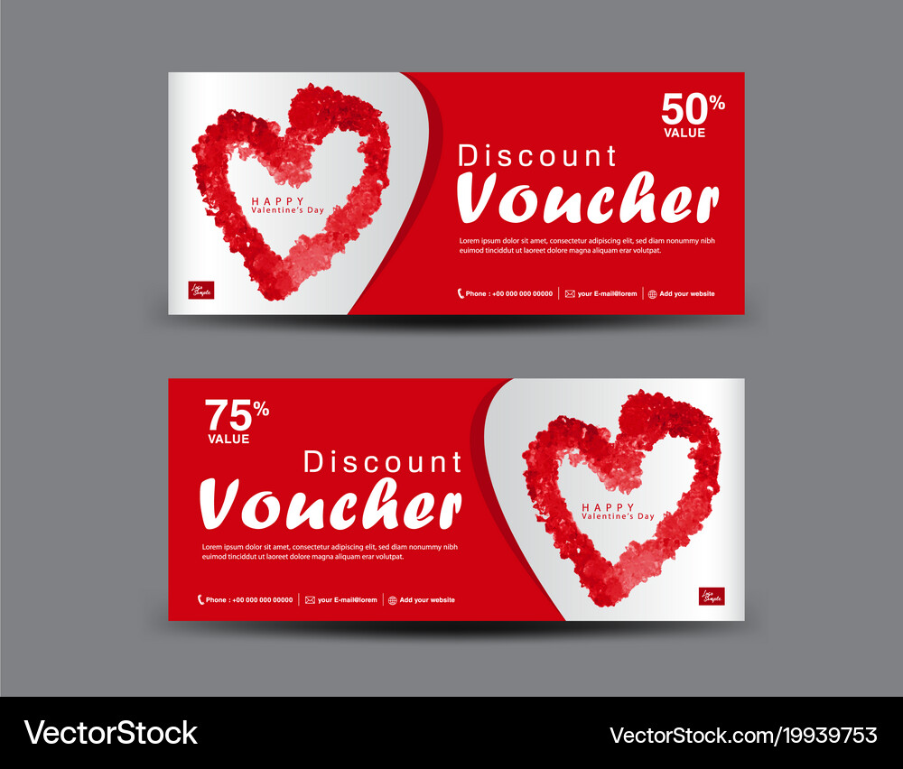 Valentines day discount voucher gift temp Vector Image