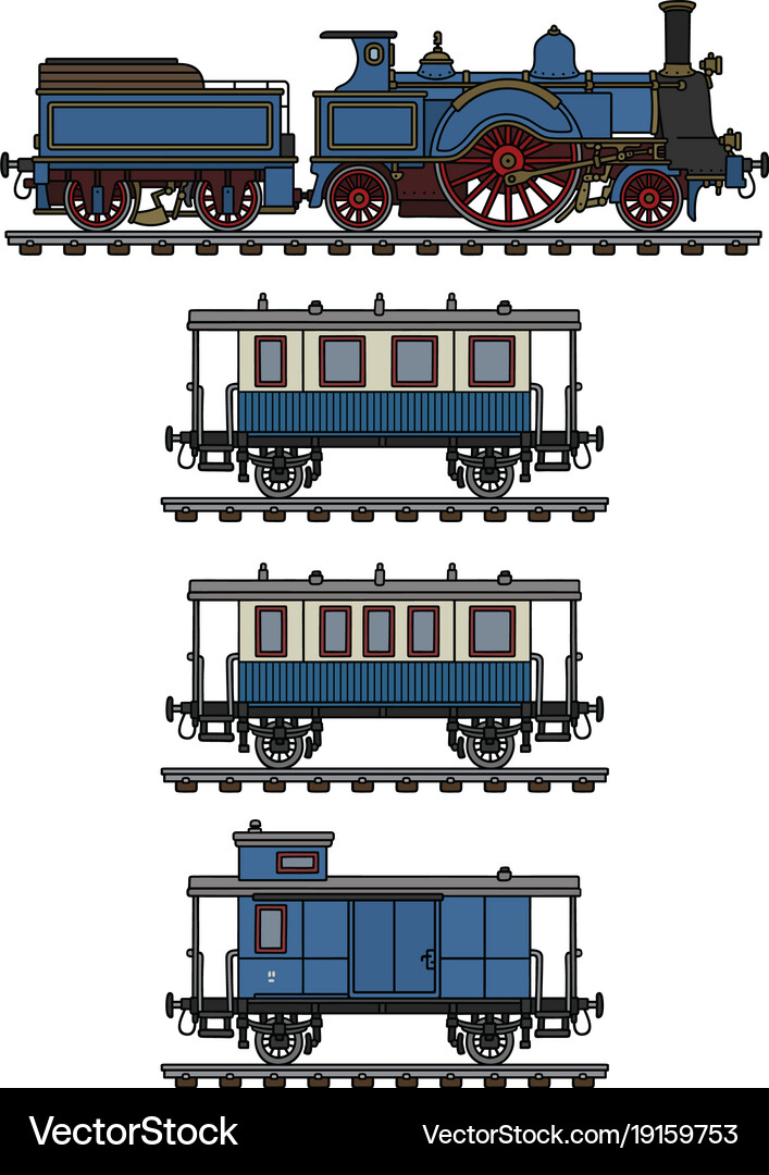Vintage blue steam train Royalty Free Vector Image