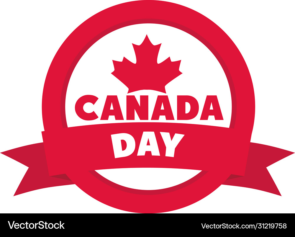 Canada day maple leaf banner insignia flat style Vector Image