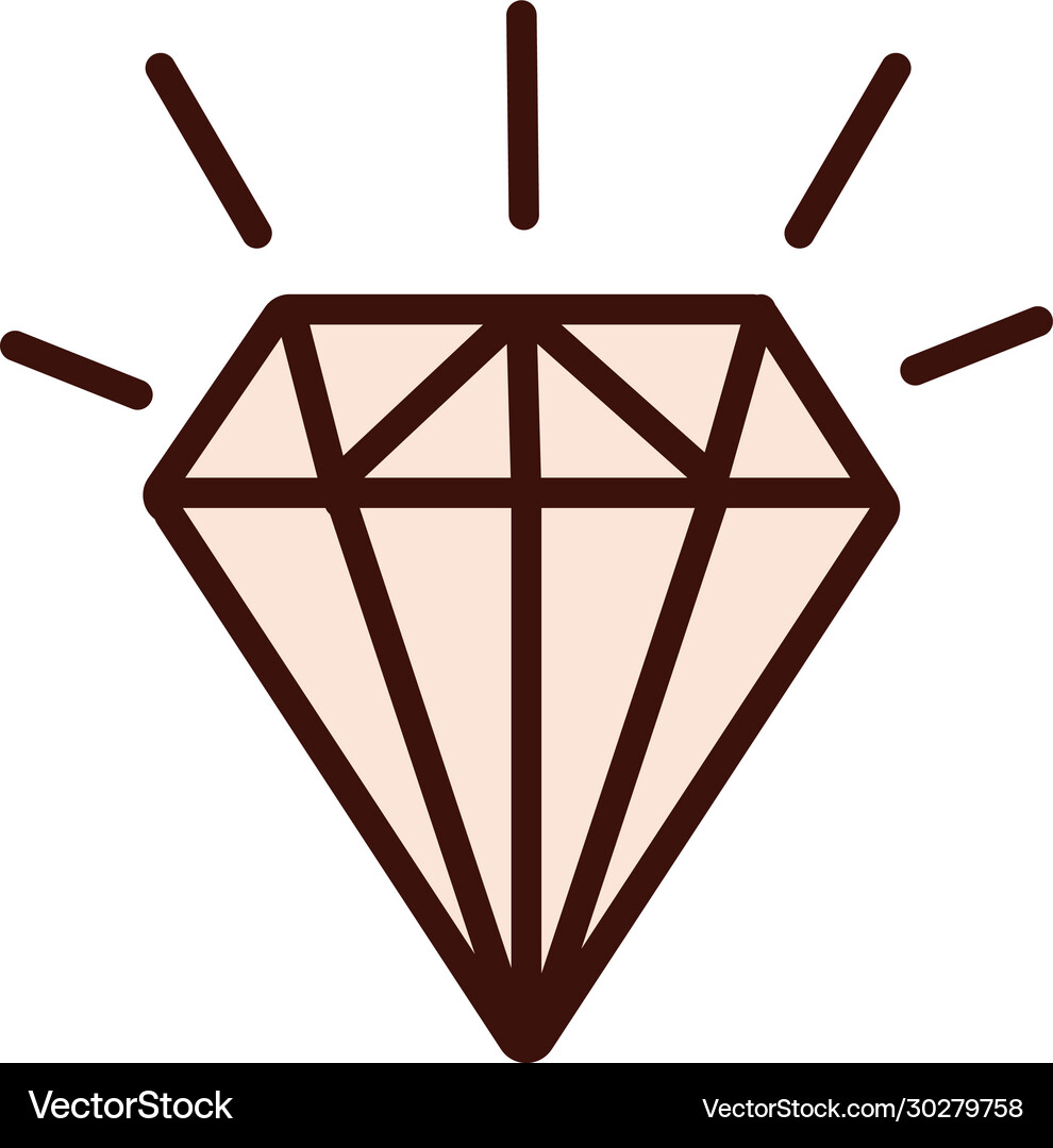 Diamond stone line and fill icon Royalty Free Vector Image