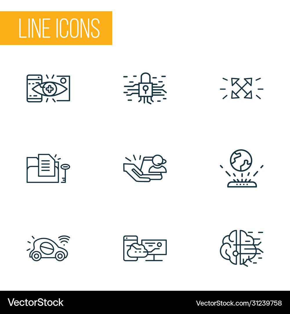 Information technology icons line style set Vector Image