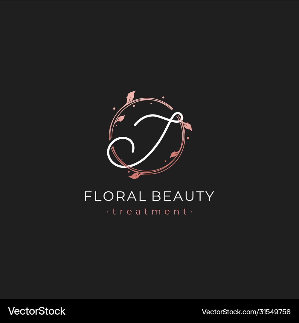 Letter j premium round floral frame element Vector Image