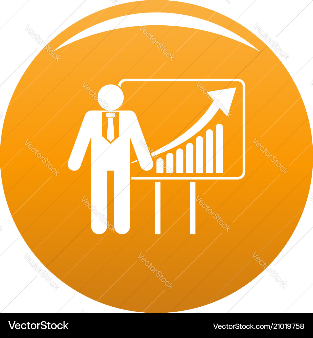 Man with diagram icon orange Royalty Free Vector Image