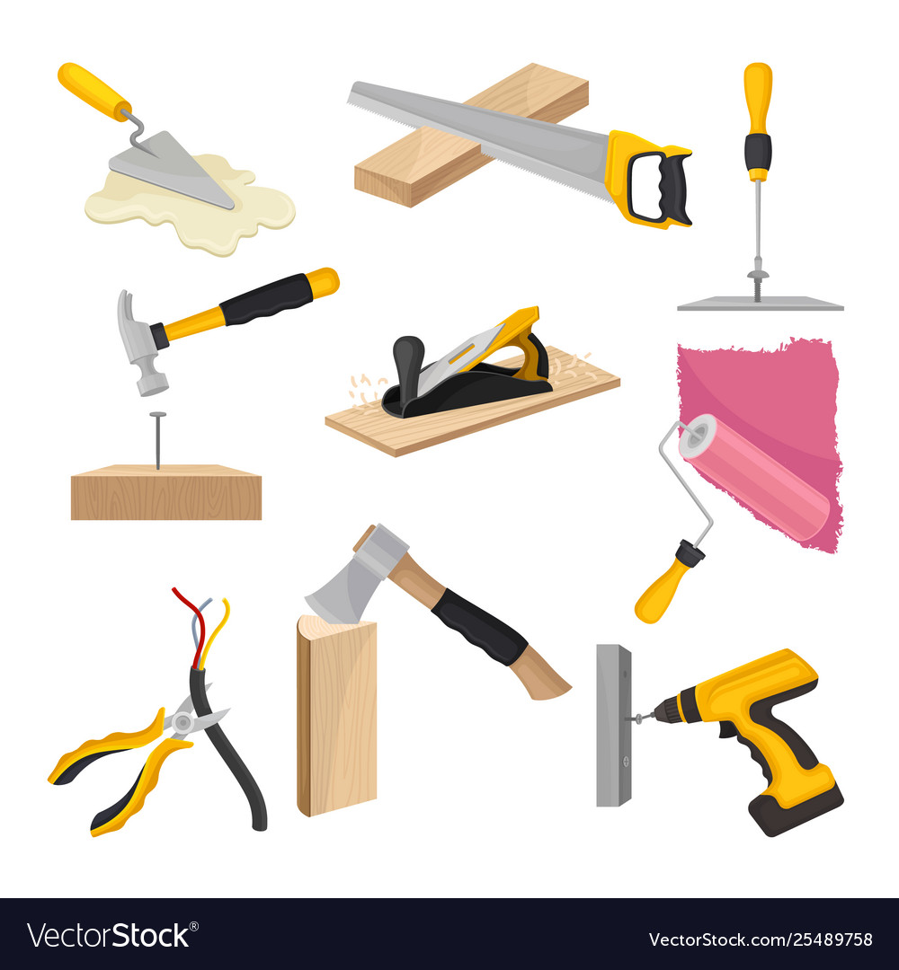 Set construction tools Royalty Free Vector Image