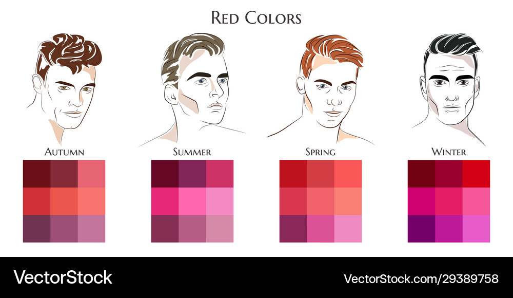 Set palettes with red colors Royalty Free Vector Image