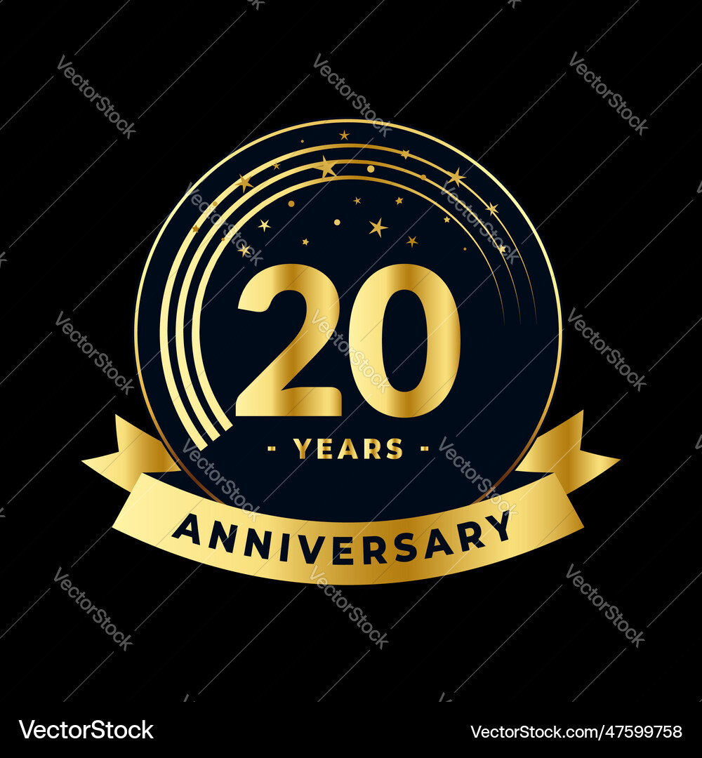 Twenty years anniversary celebration emblem Vector Image