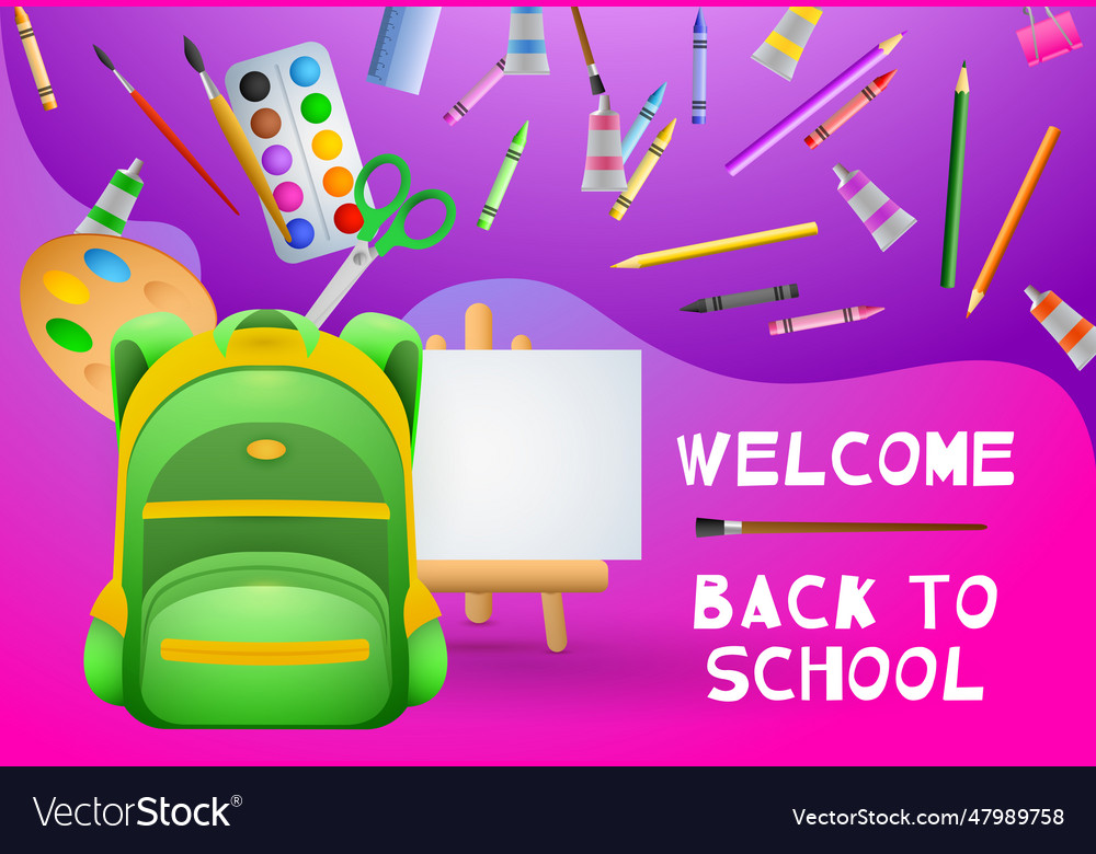 Welcome back to school poster design artist Vector Image