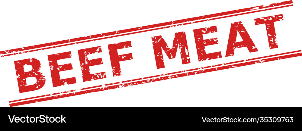 Beef meat stamp with unclean texture and double Vector Image