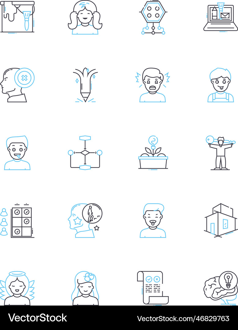 Economic empowerment linear icons set Royalty Free Vector