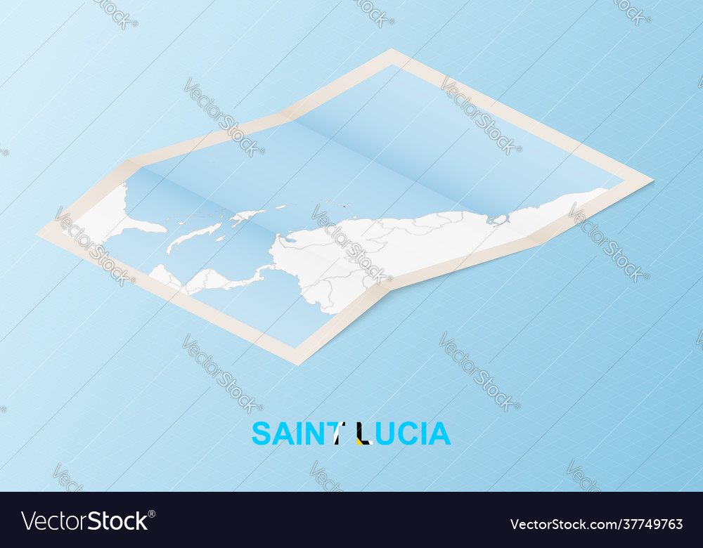 Folded paper map saint lucia with neighboring Vector Image Folded paper map saint lucia with neighboring Vector Image