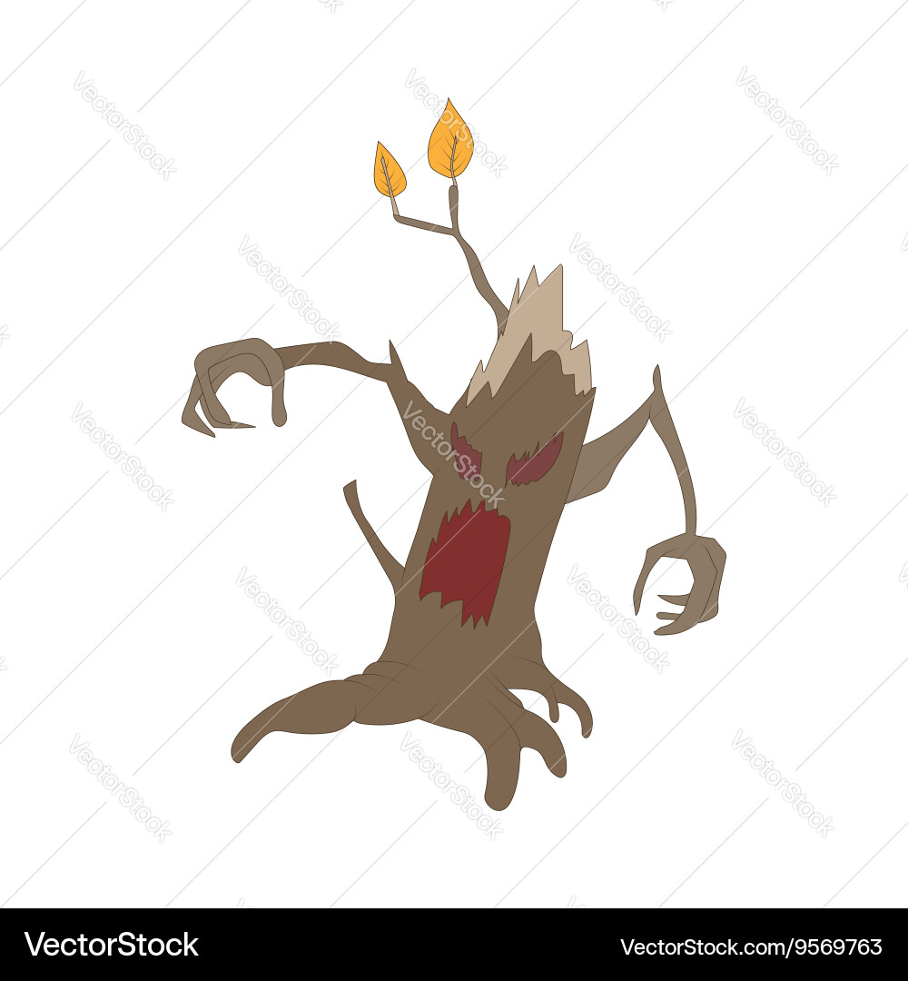 Halloween scary tree icon cartoon style Royalty Free Vector