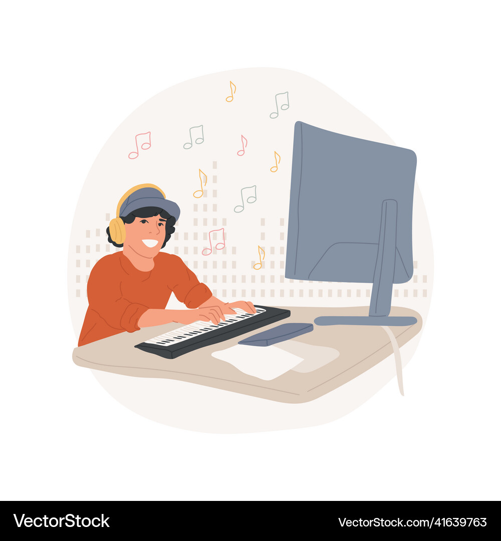 Making electronic music isolated cartoon Vector Image