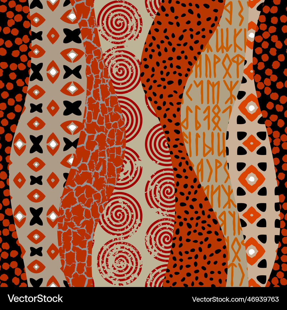 Red ethnic tribal pattern seamless art Royalty Free Vector