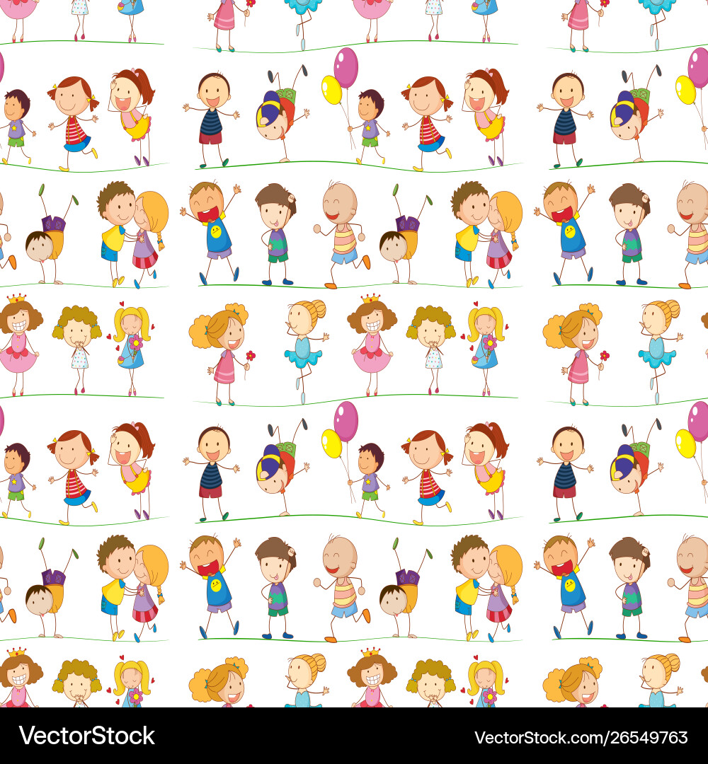 Seamless pattern tile cartoon with kids doodles Vector Image