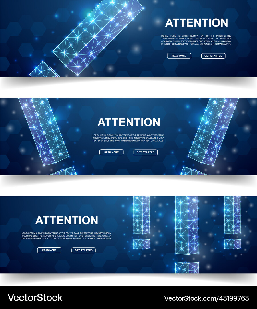 Set of three exclamation mark horizontal banners Vector Image