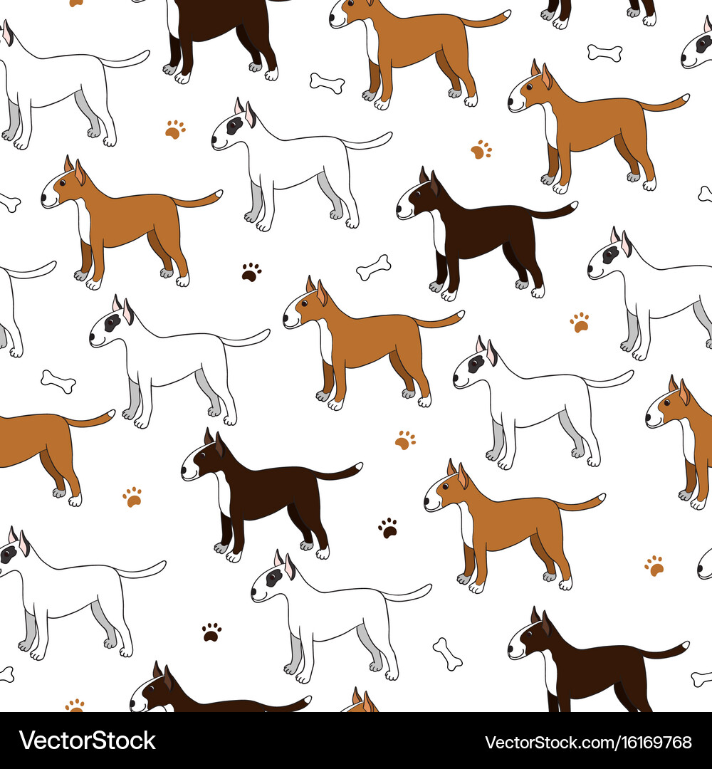 Awesome seamless pattern with cute cartoon dogs Vector Image