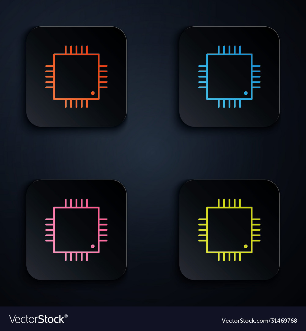 Color neon line computer processor Royalty Free Vector Image