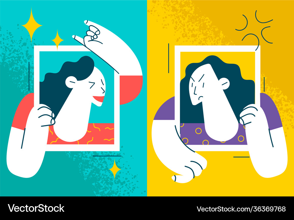 Contrasts in mood and state mind concept Vector Image