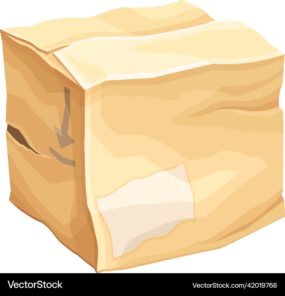 Crumpled cardboard box with corrugated sides Vector Image