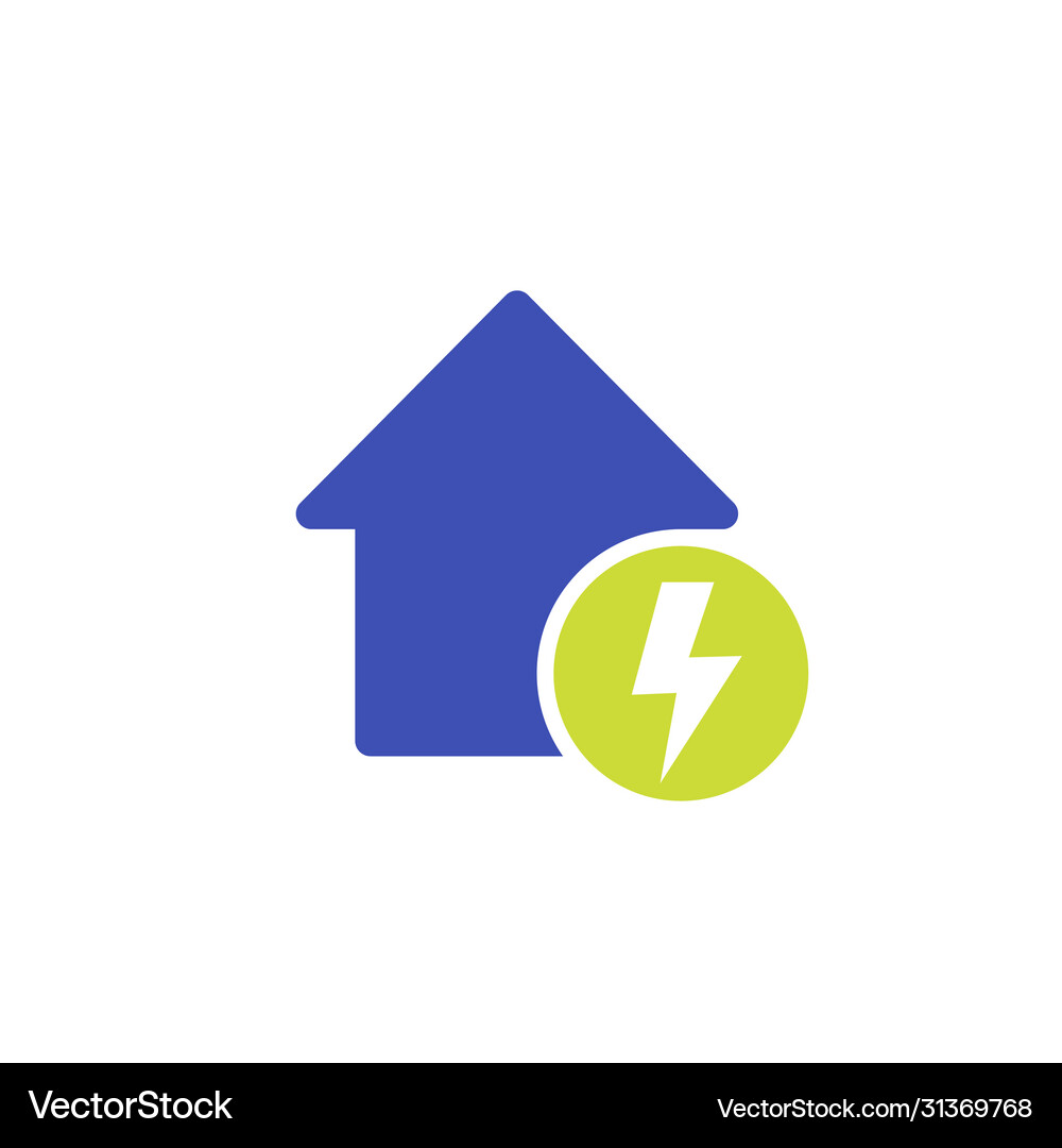 Electricity icon with house on white Royalty Free Vector