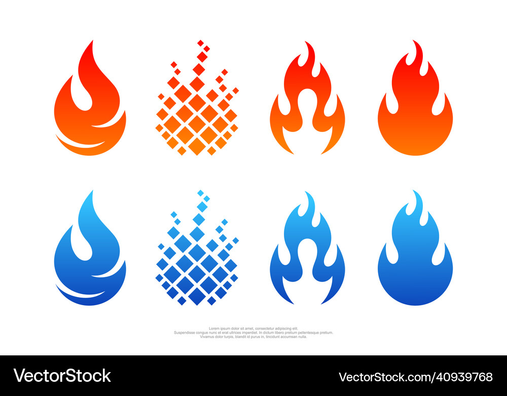 Fire icon with red and blue color Royalty Free Vector Image
