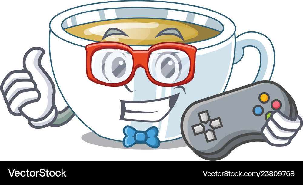 Gamer ginger tea in cartoon shape Royalty Free Vector Image