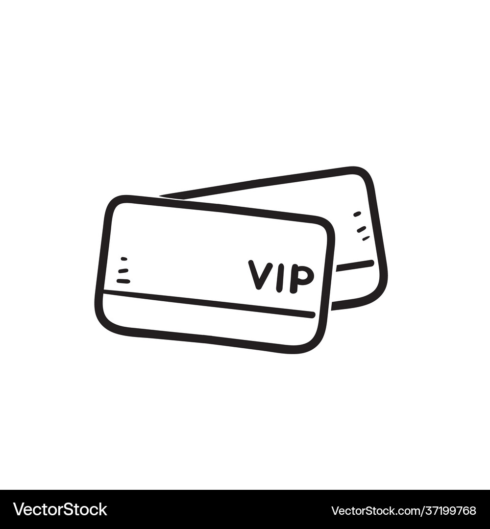 Hand drawn doodle vip card icon isolated Vector Image