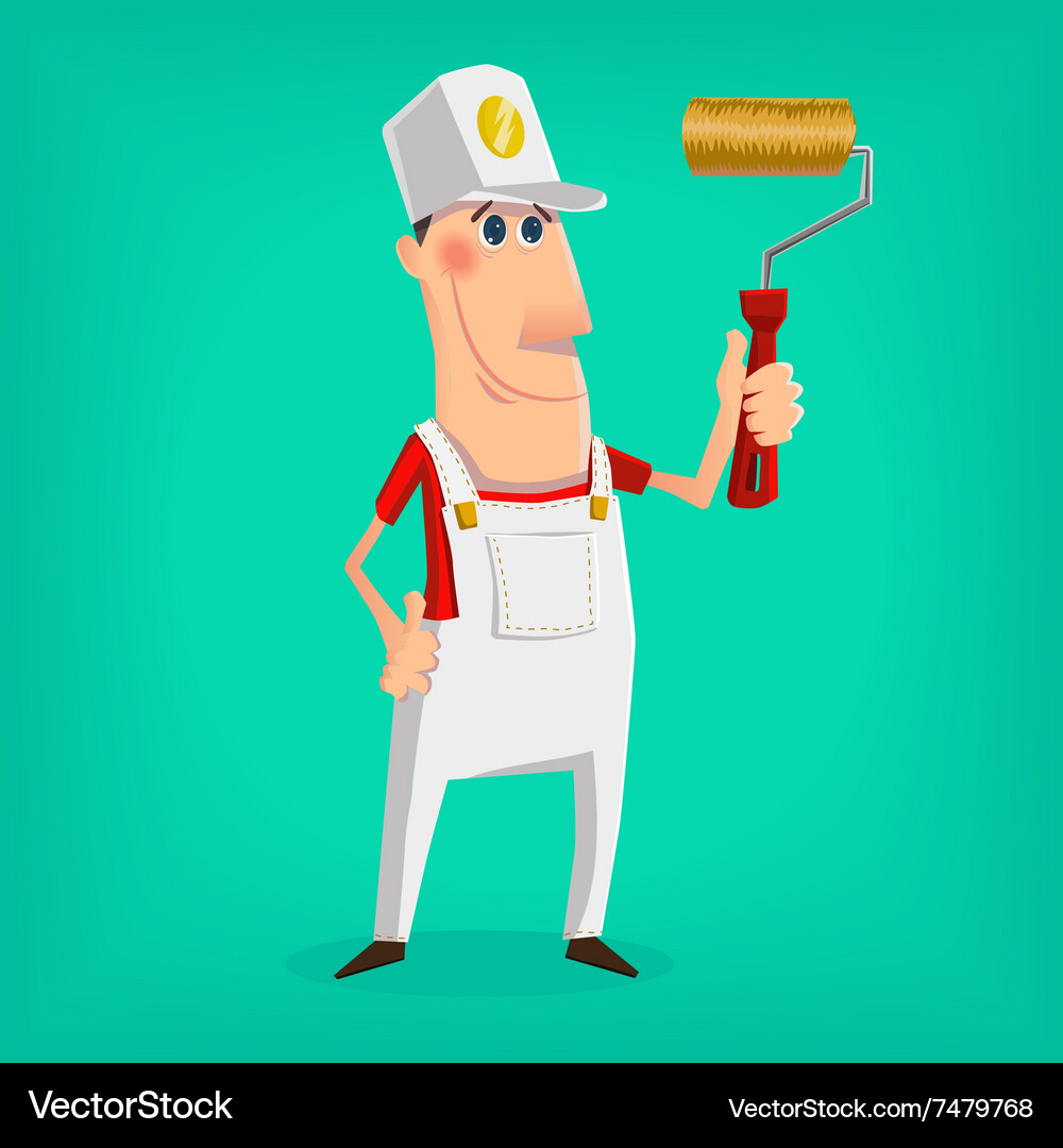 Hand drawn painter character in cartoon style Vector Image