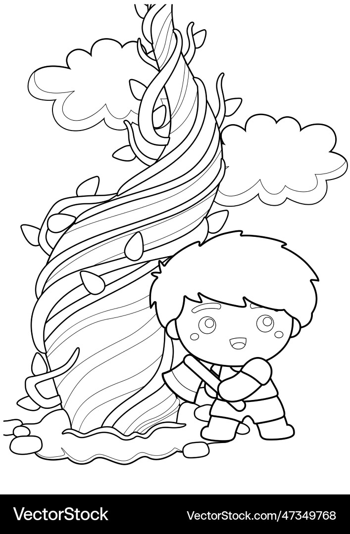 Jack and the beanstalk coloring pages Royalty Free Vector