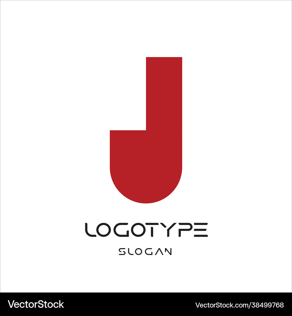 Letter j logo geometric monumental label simple Vector Image