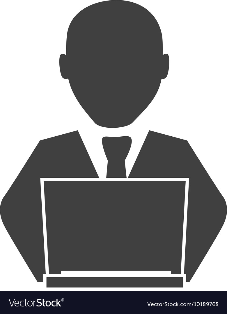 Man Using Laptop Computer Royalty Free Vector Image