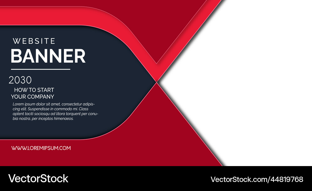Modern website banner with abstract red shapes Vector Image