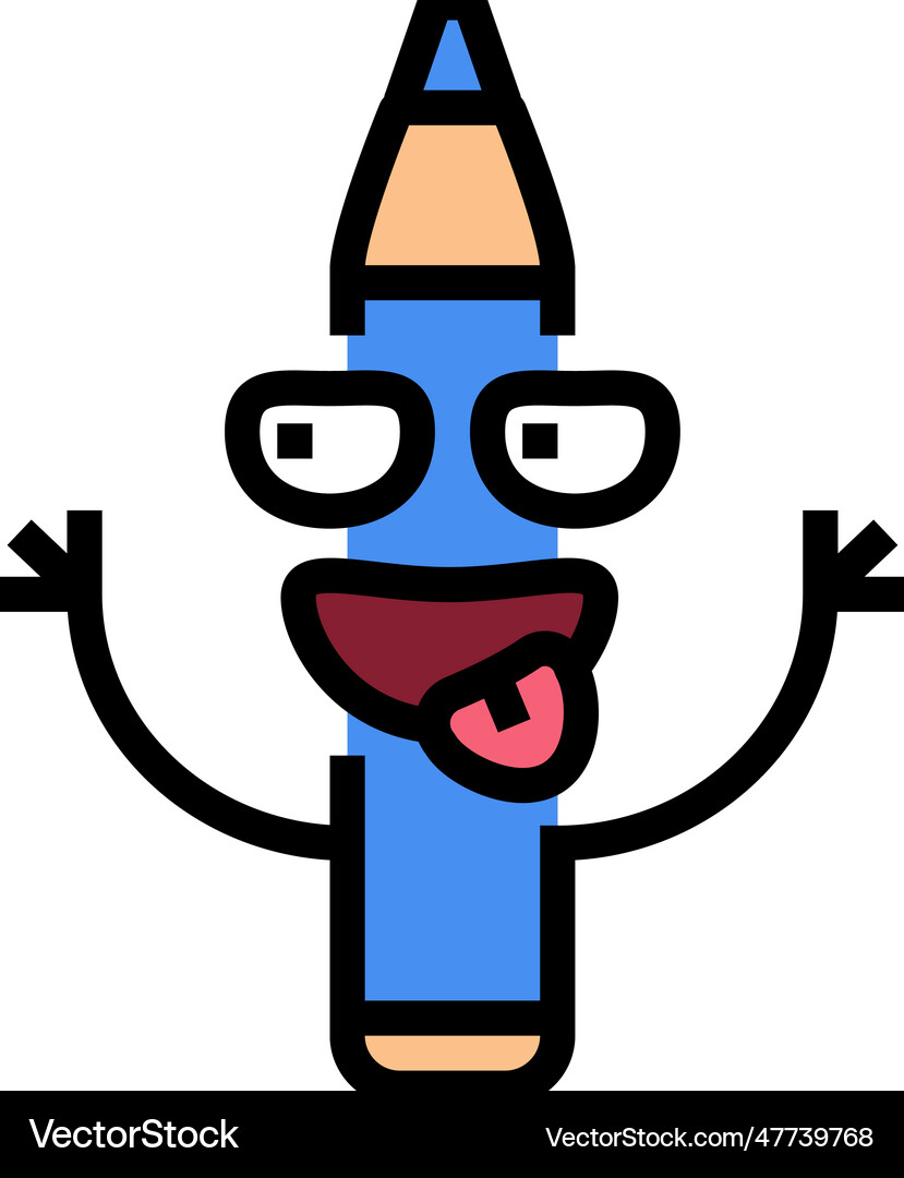 Office pen character color icon Royalty Free Vector Image