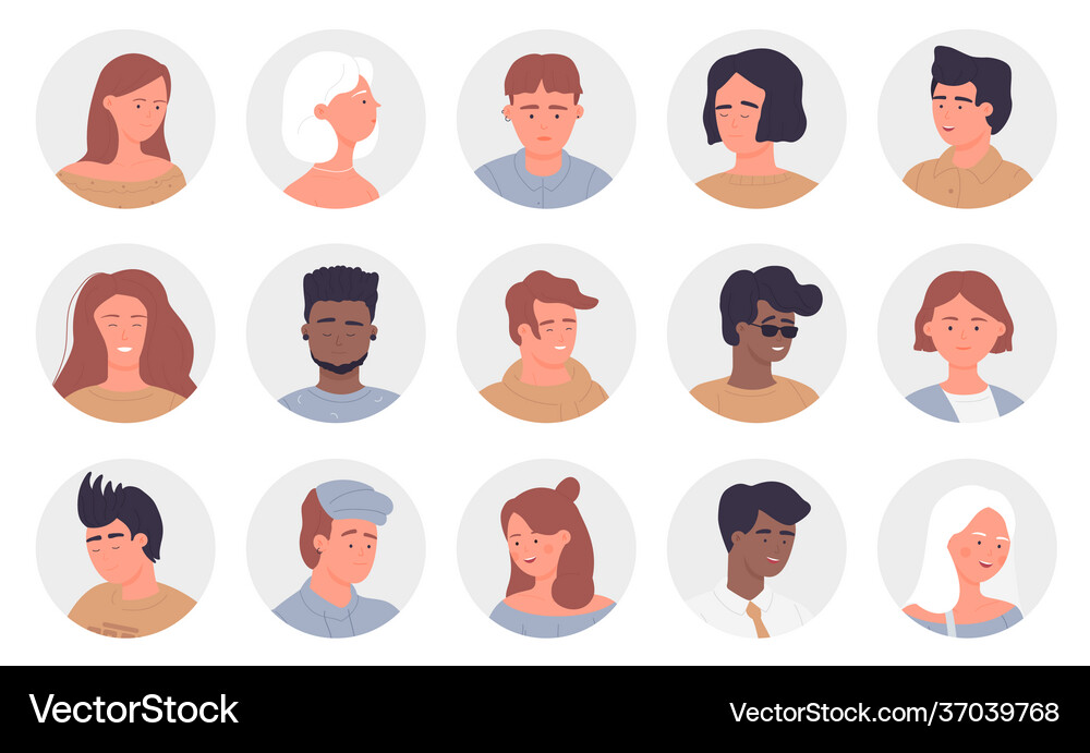 People portrait round avatars set multinational Vector Image