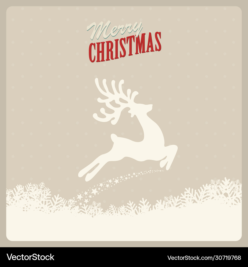 Reindeer fly merry christmas Royalty Free Vector Image