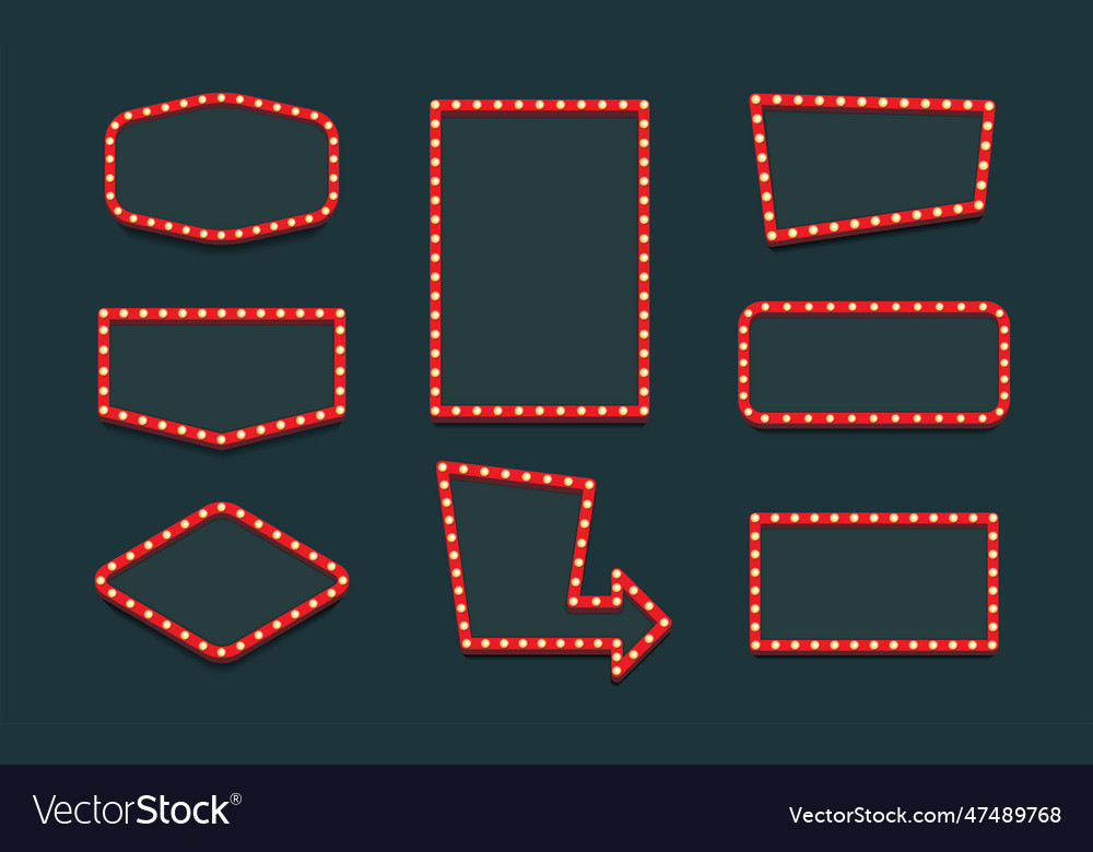 Retro lightbox template set realistic style Vector Image