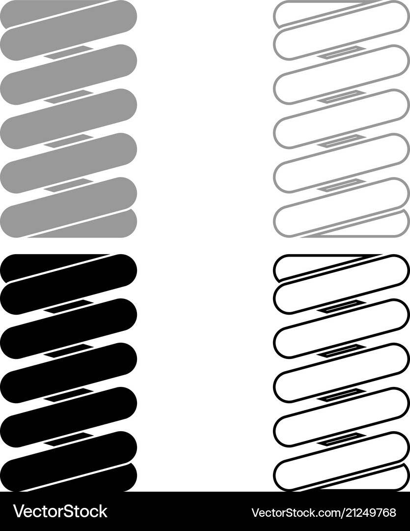 Spring coil icon outline set grey black color Vector Image