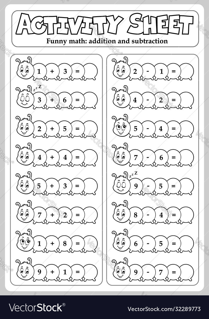 Activity sheet math theme 3 Royalty Free Vector Image